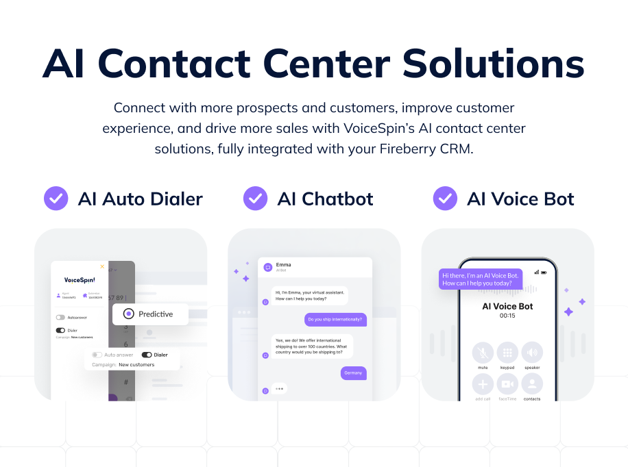 Solution Catalog: VoiceSpin AI Contact Center Solutions | Fireberry